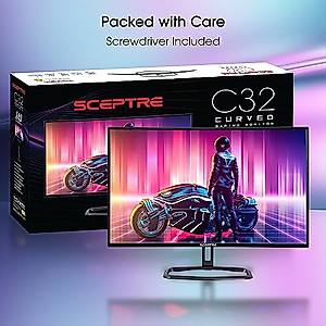 Sceptre Curved 32" FHD 1080p Gaming Monitor Up to 240Hz 1ms 99% sRGB AMD FreeSync Premium Build-in Speakers, HDMI x3 Displayport Machine Black (C325B-FWD240)