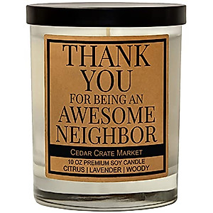 Thanks for Being an Awesome Neighbor - Hello Neighbor, House Warming Gifts for New Home, Hostess Gift, Funny Candles for Women, Housewarming Presents for New House, New Apartment, Thank You Neighbor