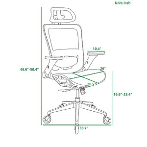Ergonomic Office Chair, Home Office Desk Chairs, High Back Mesh Computer Chair with Lumber Support Adjustable Headrest, Armrest and Backrest, Swivel Task Executive Chair (Black)
