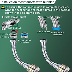 SVHCCBAR Swivel Faucet Aerator,Dual-function Faucet Nozzle 360 Degree Big Angle Rotating Kitchen Sink Faucet Attachment,Swivel Faucet Extender for Kitchen Sink Aerator LONG