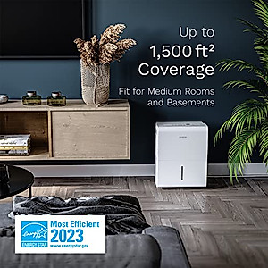 hOmeLabs 1,500 Sq. Ft Energy Star Dehumidifier for Medium to Large Rooms and Basements white