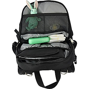 Rio Diaper Backpack with Baby Bottle Cooler and Changing Mat, Shoulder Baby Bag, Food Cooler, Clip to Stroller (Black/Green) - Obersee