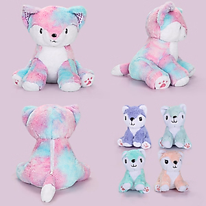 Smikawy Fox Stuffed Animal Set - Fluffy Rainbow Fox Toys Family, Perfect for Christmas or Birthday Gifts for Girls & Boys