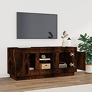 GaRcan TV Cabinet Media Furniture Sideboard Entertainment Centre TV Console Media Unit HiFi Cabinet Concrete Grey 102x35x45 cm Engineered Wood (Smoked Oak)