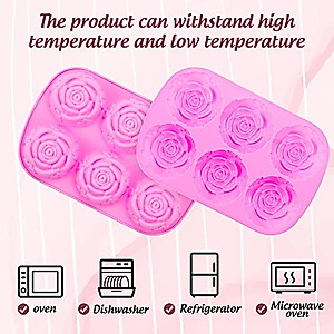MOTZU 6 Cavity Rose Flower Silicone Ice Cube Candy Chocolate Cake Cookie Cupcake Baking Soap Mould