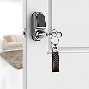 MONOCARBON Real Carbon Fiber Key Chain with Real Leather Edges Keychain Red Stitching Keychains for Men