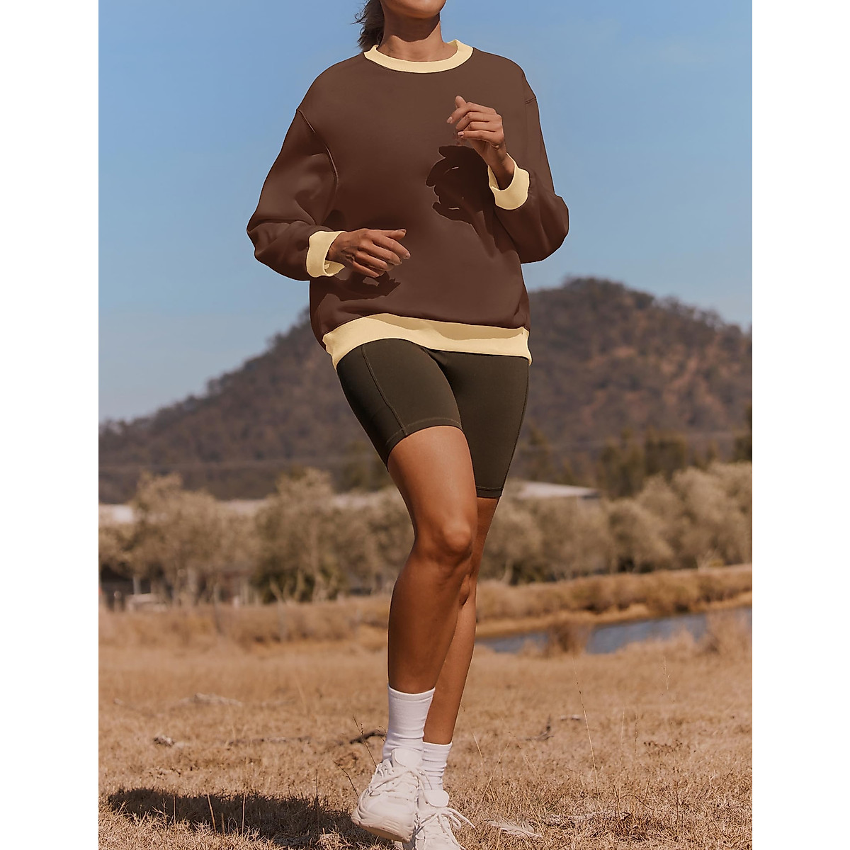 ZESICA Sweatshirt for Women Casual Long Sleeve Crewneck Oversized Pullover Jumper Tunic Tops,Rose,Small