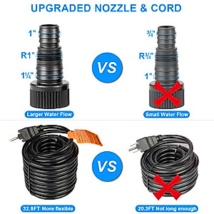 OYO WATER 1800 GPH Pond Pump Waterfall Pumps Submersible Outdoor Water Fountain Pump with Barrier Pump Bag 32.8FT POWER CORD