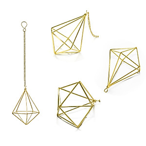 Geometric Hanging Tillandsia Holder Gold Metal Air Plants Holders Hanging for House Decor Living Room,Small Plant Holders Indoor Hanging,Plant Lover Gifts (5Pcs)