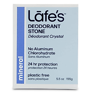 Lafe's Natural Deodorant | 5.5oz Unscented Crystal Rock Aluminum Free Natural Deodorant Stone | Plastic Free Packaging