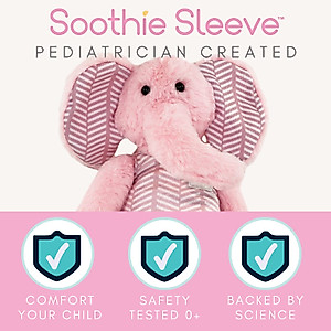 Soothie Sleeve Plush Comforts with Parent's Scent | Pediatrician Designed (Fussy, Crying Baby or Child. Separation Anxiety, Shower, Hospital, NICU Gift), Emmy The Elephant