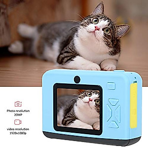 Tgoon Anti‑Drop Children Camera, IPS Screen Camera Cute Look for Home(Blue)