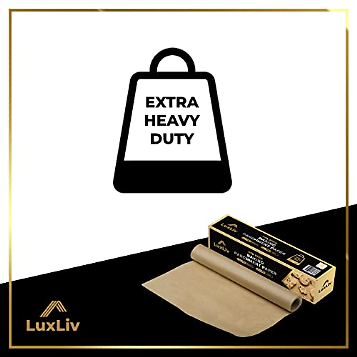 LuxLiv® 164ft Unbleached Brown Parchment Paper Roll for Baking, Sourdough Bread Baking Supplies, Wax Paper Roll, Cooking Paper - Extra Thick & Non-Stick Greaseproof 1ft Width Sheets for Oven.