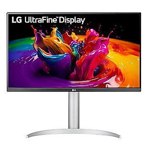 LG 27UP650-W Monitor 27” UHD (3840 x 2160) IPS Display, VESA DisplayHDR 400, DCI-P3 95% Color Gamut, 3-Side Virtually Borderless Display, Height/Pivot/Tilt Adjustable Stand – Silver