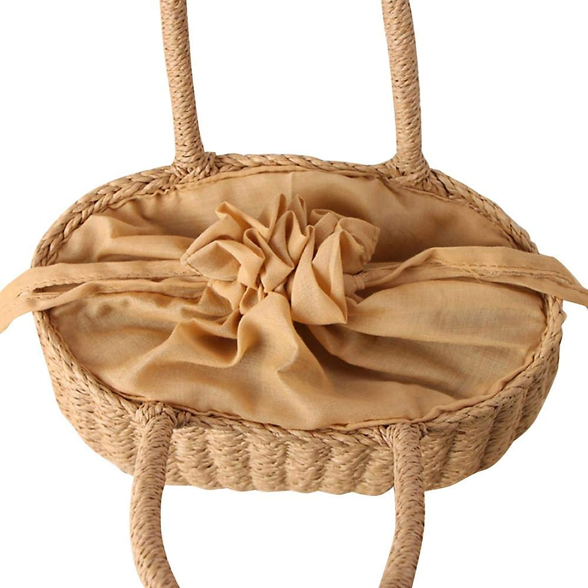 Foride Summer Evening Handbag, Straw Handmade Weave Handbag (Camel)