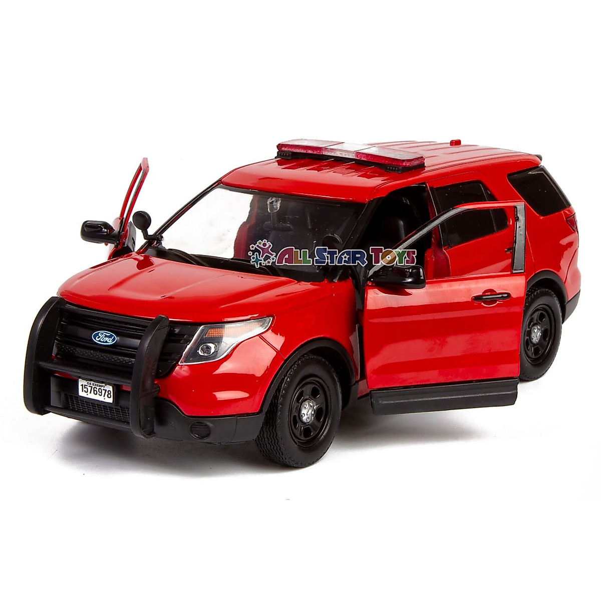 Motormax All Star Toys 1/24 Fire Department Diecast Model 2015 Ford Police Interceptor Utility Fire Marshal, Fire Chief Vehicle, Fire Truck Unmarked 76978 AST Exclusive