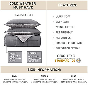 Eddie Bauer - King Comforter Set, Reversible Sherpa Bedding with Matching Shams, Cozy & Warm Home Decor (Sherwood Brown, King)