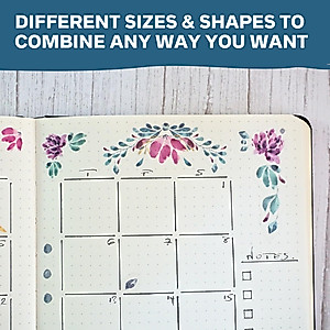 Transparent Monthly Planner Stickers - 12 Clear Sticker Sheets with Beautiful Watercolor Stickers & Undated Calendar Sticker Months - Planner, Scrapbooking and Journaling Supplies (Floral)