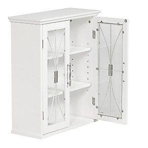 Teamson Home Delaney 20.5 in. x 24 in. 2-Door Removable Wooden Wall Cabinet with Adjustable Shelves for Storage Solutions in Bathrooms, Kitchens, Laundry Rooms, Home Offices, White