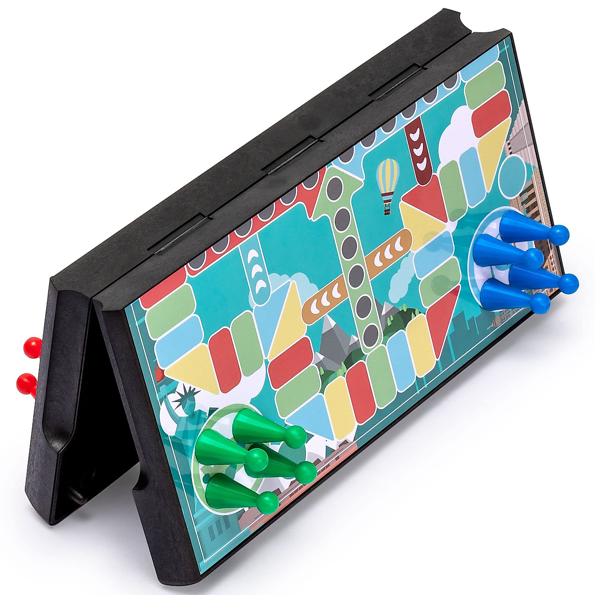 Yellow Mountain Imports Ludo Magnetic Folding Travel Large Board Game Set - 8 Inches - Portable Classic Strategy Game Set