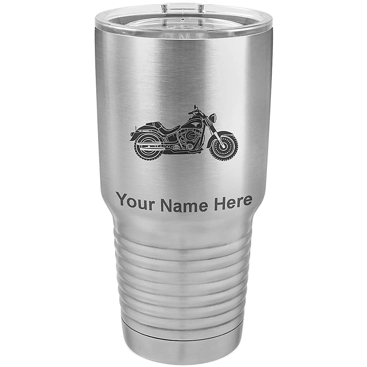 LaserGram 30oz Vacuum Insulated Tumbler Mug, Motorcycle, Personalized Engraving Included (Stainless Steel)