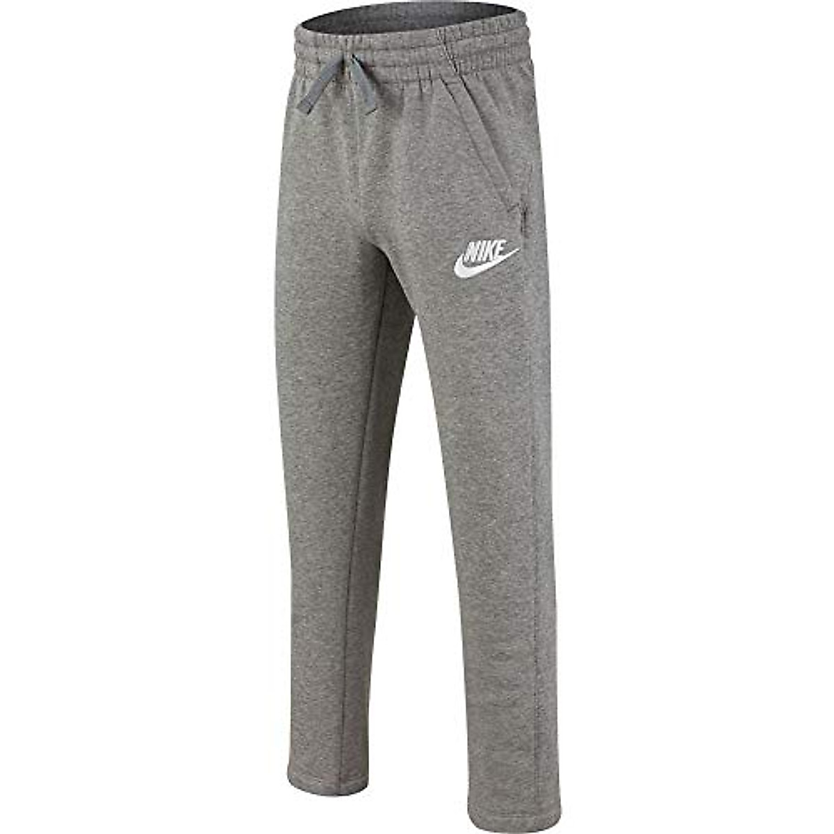 NIKE Sportswear Boys' Club Fleece Open Hem Pants, Carbon Heather/White, Large