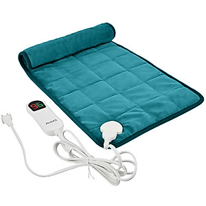 JKMAX Heating Pad for Neck and Shoulders - Large Neck Heating Pad with 10 Heat Settings ｜ 6 Timer Settings Auto Off - Heated Neck Wrap for Neck Shoulder Pain - Present for Women Men Mom Dad（Blue）