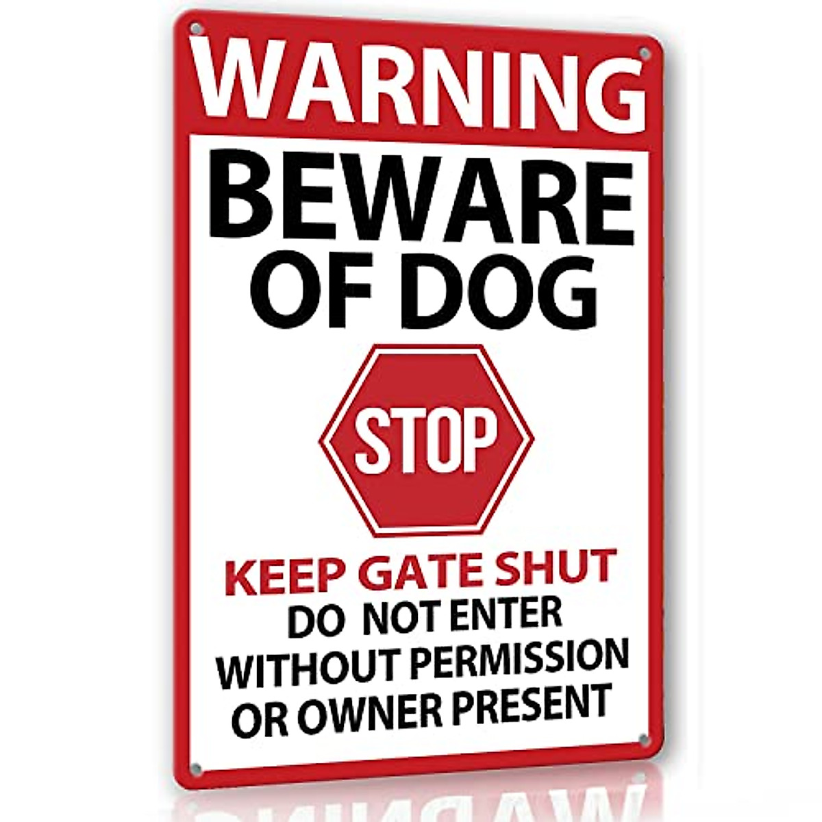 Beware of Dog Signs for Fence,Warning Tin Sign Beware of Dog,Do Not Enter,Home Kitchen Farm Garden Garage Wall Decor 12x8inch