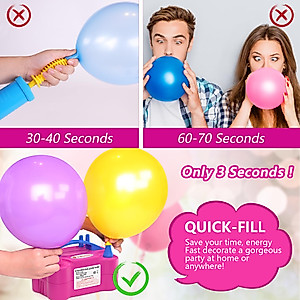 IDAODAN Electric Balloon Pump, Portable Electric Balloon Blower Machine Balloon Air Pump Dual Nozzle110V 600W Balloon Inflator for Party Decorations