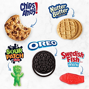 OREO, CHIPS AHOY!, Nutter Butter, SOUR PATCH KIDS & SWEDISH FISH Cookies & Candy Variety Pack, 40 Snack Packs