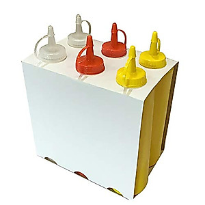 Kolice 6-pack food service squeeze, squirt condiment bottle, table condiment squirt disperser, squeeze squirt bottle, narrow mouth squeeze with cap & lid (24 oz)