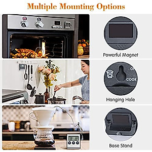 FYY Meat Thermometer, Digital Cooking Thermometer with Stainless Steel Long Food Temperature Probe and Alarm Timer for Liquids, Oven, Smoker, BBQ, Candy, Oil, Deep Frying Food Sliver