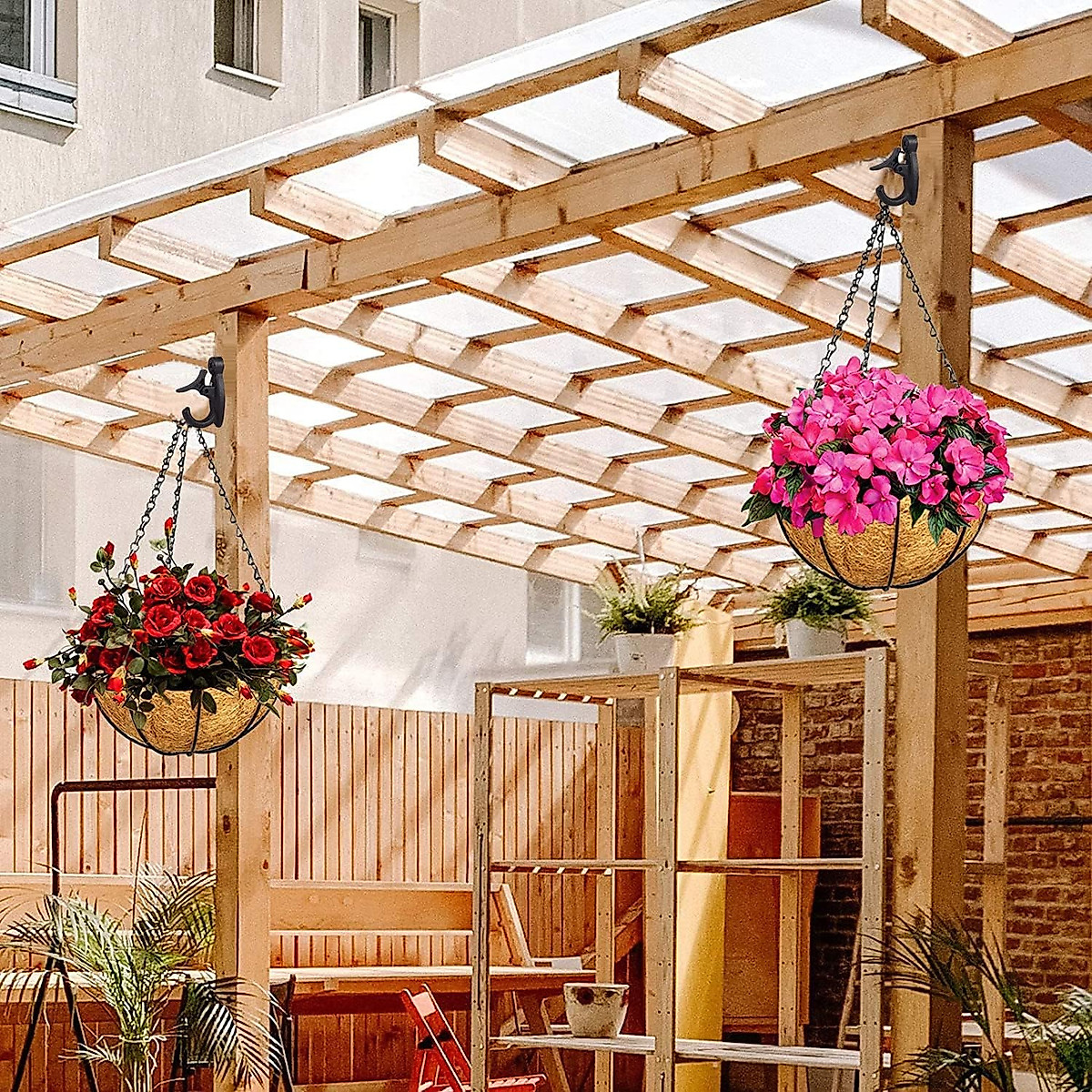 Lewufe Outdoor String Lights Hooks, Screw Hooks for Hanging Christmas Lights, Light Hanger Hooks for Patio Lights, Light Wire and Plants - Black, 20 Pack