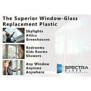 12"x18" (1/8") Spectra Glass Clear Polycarbonate Sheet. UV Coating on Both Sides. Impact and Weather Resistant. DIY, Arts, Crafts, Window Replacement. Sizes are Nominal Cut Within +-1/8". Made in USA