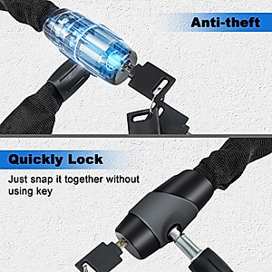 Bike Chain Lock, Heavy Duty Anti-Theft Bicycle Chain Lock, 2.72 Ft Security Bike Locks with 3 Keys, Waterproof Lock Chain for Bike, Bicycle, Scooter, Motorcycle, Door, Gate, Fence
