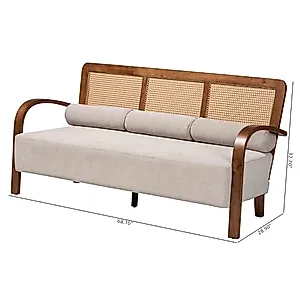Baxton Studio Sage Sofa, One Size, Light Grey/Walnut Brown/Natural Brown