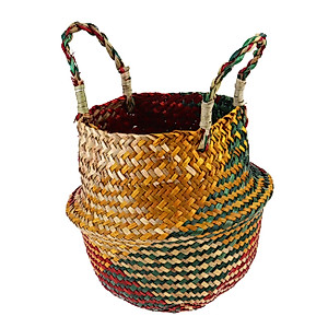 STOBAZA 3pcs Plant Pots Indoor Seagrass Flower Bin Folding Laundry Basket Pot for Plants Indoor Seagrass Succulent Vase Kid Beach Bag To Weave Coconut Shell Bamboo