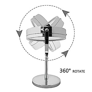 BROHN 7 Inch 10x Magnification Circular Makeup Mirror Dual Sided LED 360 Degree Rotating Cosmetic Mirror Stand Magnifier
