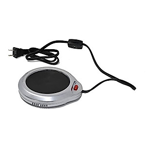 Home-X Mug Warmer, Desktop Heated Coffee & Tea - Candle & Wax Warmer (Silver Finish)