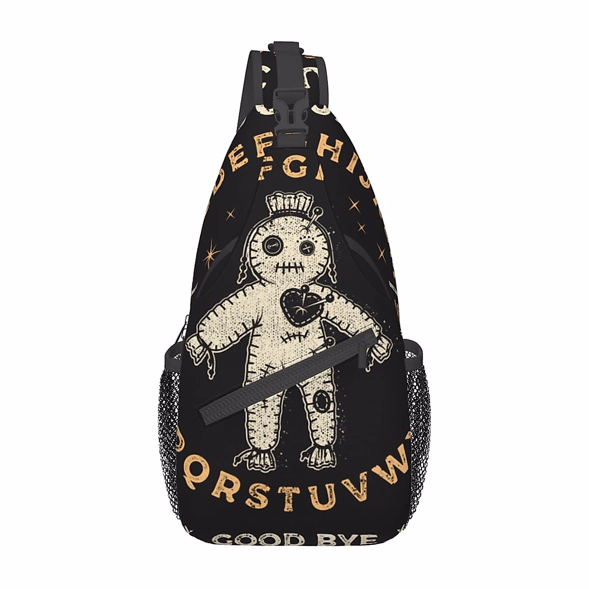 Wulilenxue Ouija Board with Voodoo Doll Occultism Set Sling Backpack, Crossbody Triangle Sling Bag Casual Chest Bags, Travel Hiking Daypack for Men Women Shoulder Bag