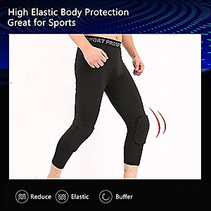 SS COLOR FISH Men’s Basketball Leggings with Knee Pads 3/4 Compression Tights Pants Sports Athletic Baselayer Black