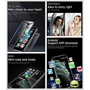 SOYES XS11 3G Mini Smartphone 2.5Inch WiFi GPS China Mobile 1GB RAM 8GB ROM Quad Core Android Cell Phones 3D Glass Slim Body HD Camera Dual Sim Google Play Cute Smartphone (Pink)