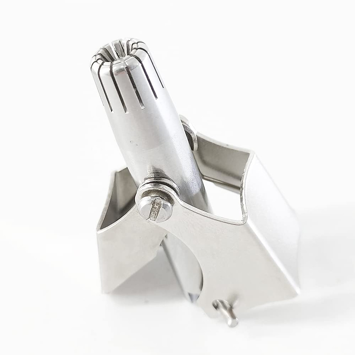 Steel Ear and Nose Hair Trimmer for Men Manual / Rotary Trimming Machine No Batteries Required Removable and Washable with Brush and Bag