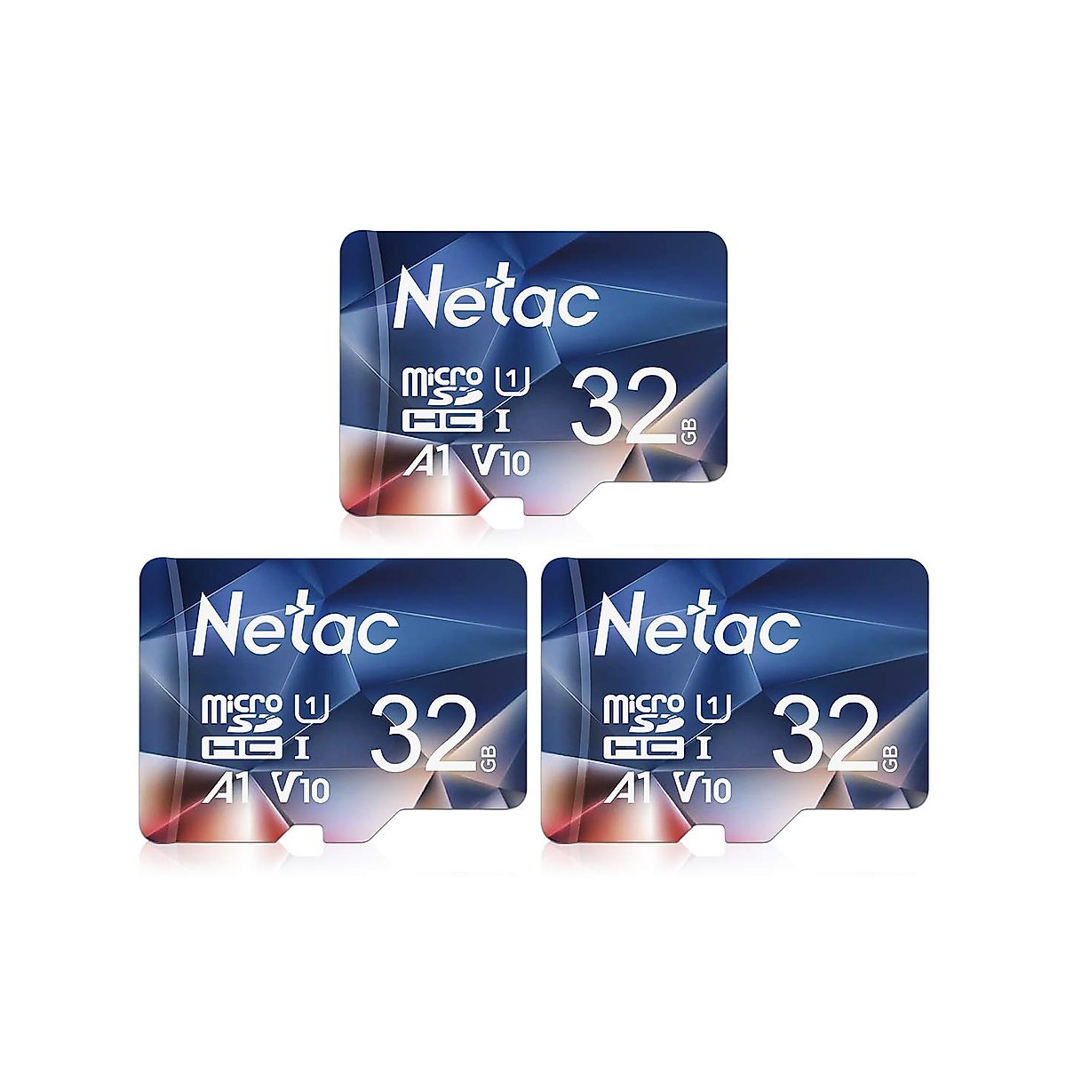 Netac 32GB Micro SD Card 3 Pack Micro SDHC UHS-I Memory Card, High Speed TF Card up to 90MB/s - Full HD Video Recording U1, Class10, V10, A1 Expanded Storage for Smartphone/Camera/PC