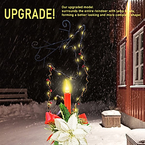 OBABA 2 Pack Solar Christmas Yard Stake Lights,Outdoor Decor Garden Metal Reindeer 33" Stakes LED Candle Light,Holiday Ornament for Home Lawn Pathway Walkway Driveway Winter Decoration