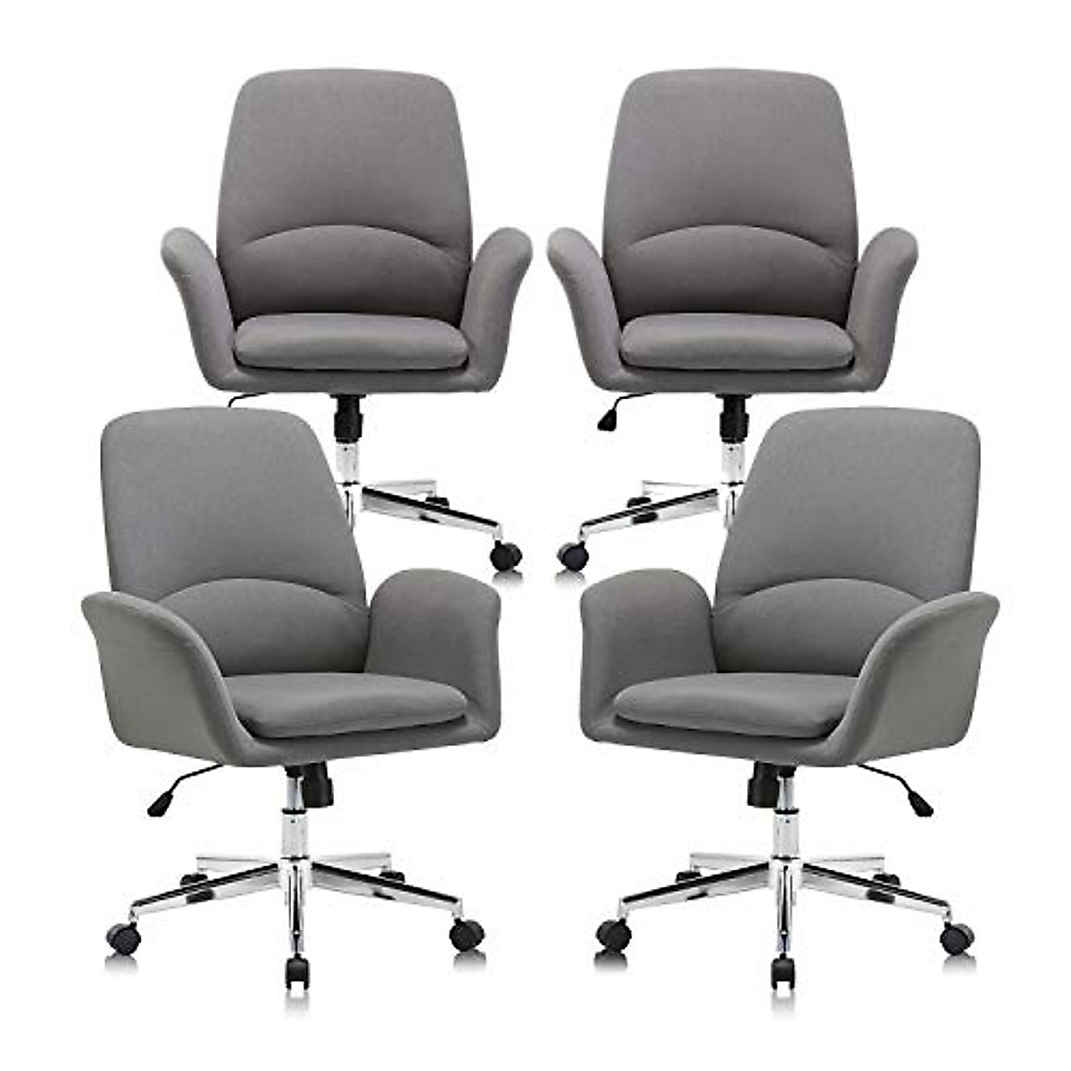 NOVIGO Upholstered Home Office Chair with Comfy Back Support for Conference Room Study Grey