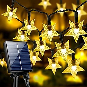 XVDOIZO Solar String Lights Outdoor, 100 LED 40 Ft Solar Powered Star Twinkle Outdoor Lights, 8 Modes Waterproof Solar Outdoor String Lights, Patio Lights, for Yard Party, Wedding(Warm White)