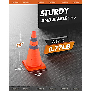 HiGiant [4 Pack] Collapsible Traffic Safety Cones 18'' inch, Orange Pop-up Cones with Reflective Collar, Caution Cones for Road Driving Practice and Parking Lot