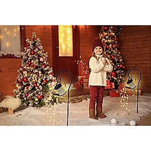 BQOQB Watering can with Garden Decor Lights-Retro Waterproof Copper Solar Twinkle Lights for Outdoor,Pathway,Yard,Deck,Lawn,Patio,Walkway Party Decorations, Gifts for Mom