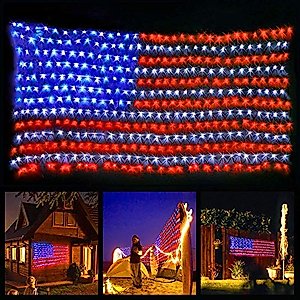 YULIANG LED American Flag Lights,6.5ft*3.2ft Waterproof American Flag Lights Outdoor for 4th of July Decorations,Independence Day,Memorial Day, Festival, Garden,Outdoor Christmas Decoration